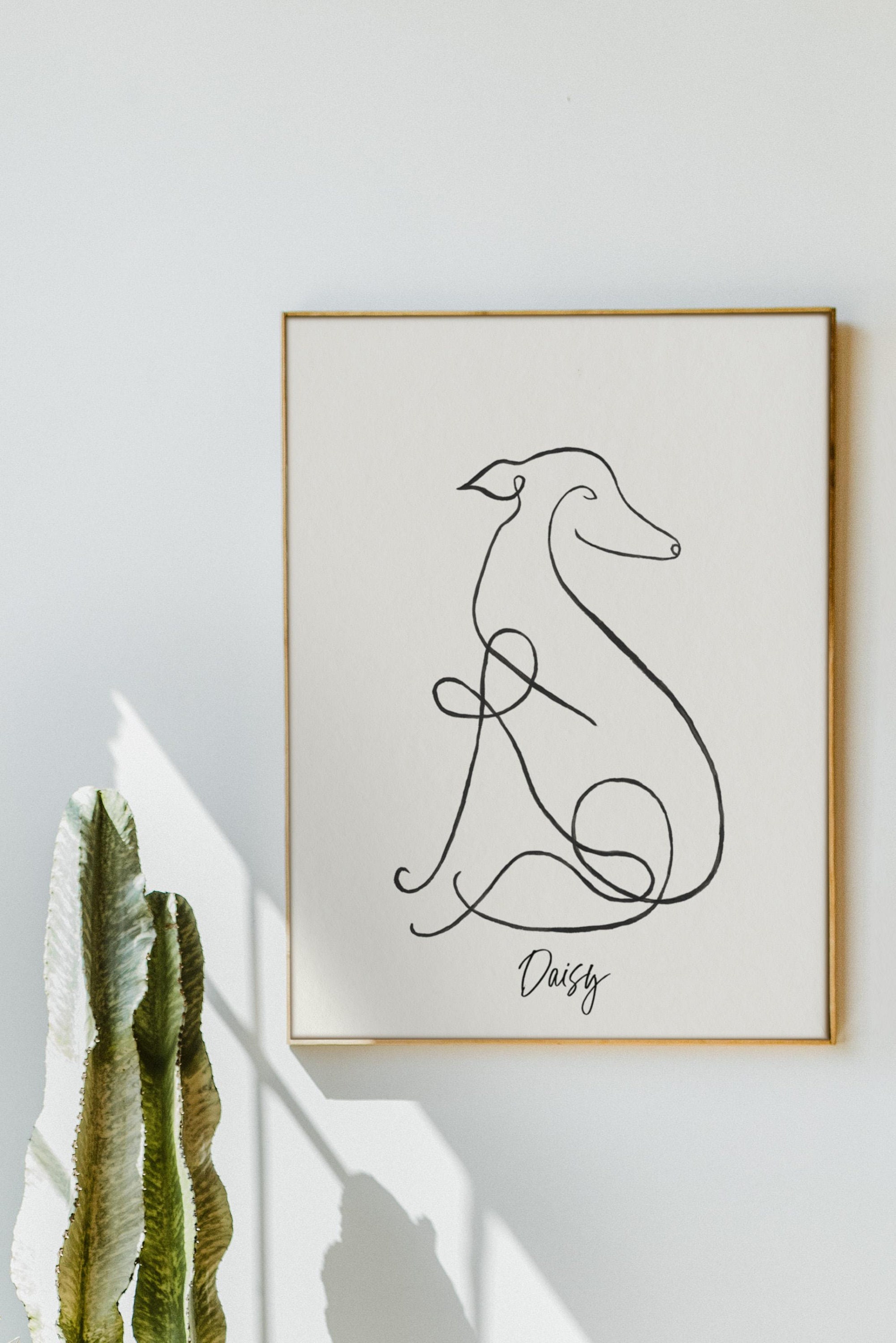 Personalised Whippet Print Minimalist Whippet Line Art Print | Etsy UK