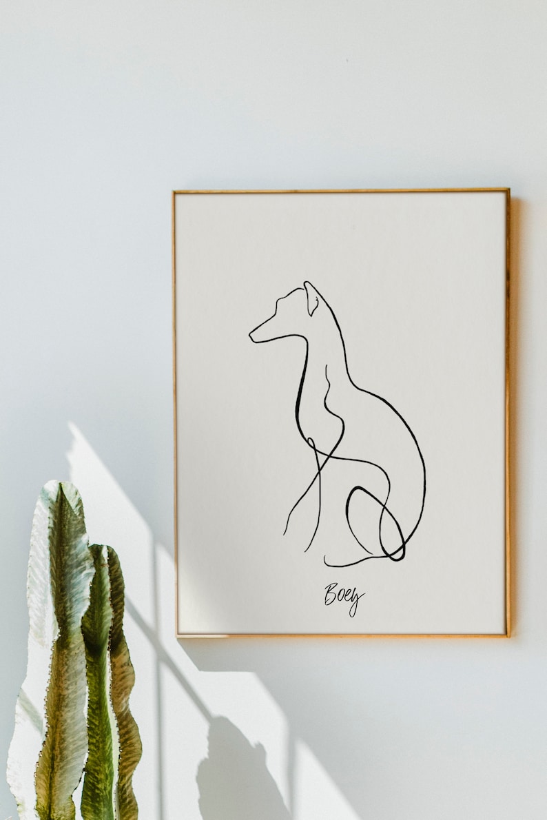 Personalised Dog Print Gift - Dog Line Drawing - Custom Pet Portrait - Etsy