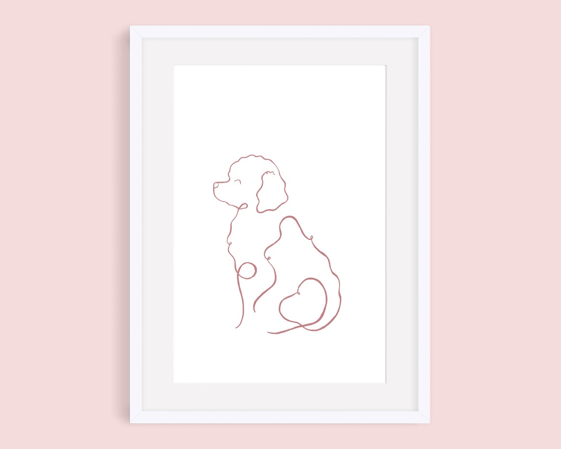 Personalised Cavapoo Print Minimalist Cavapoo Line Art Print | Etsy