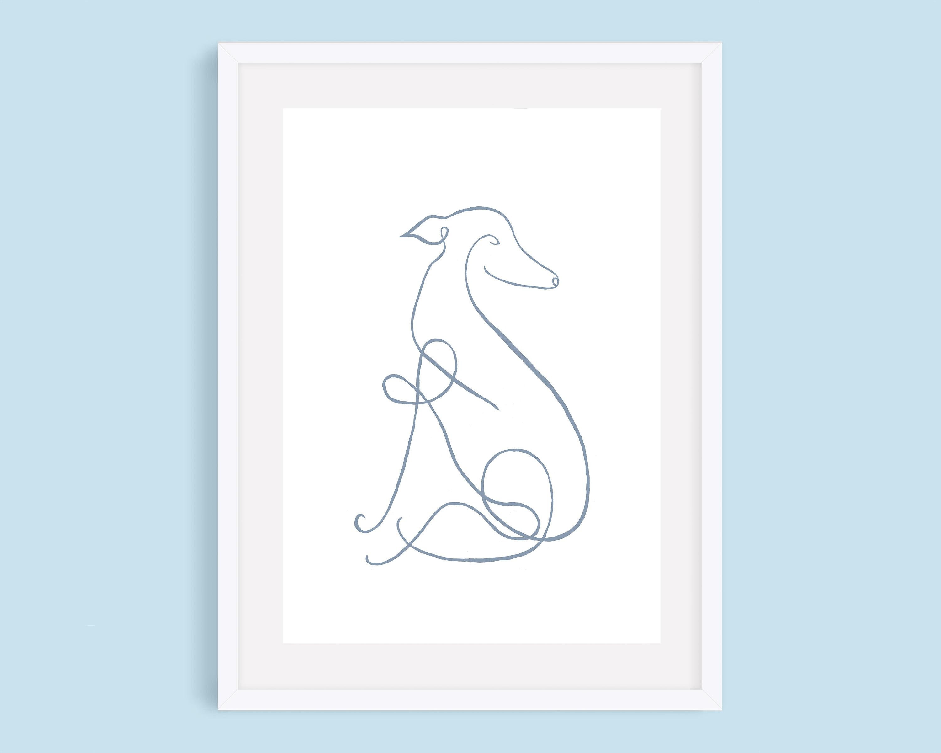 Personalised Whippet Print Minimalist Whippet Line Art Print | Etsy UK