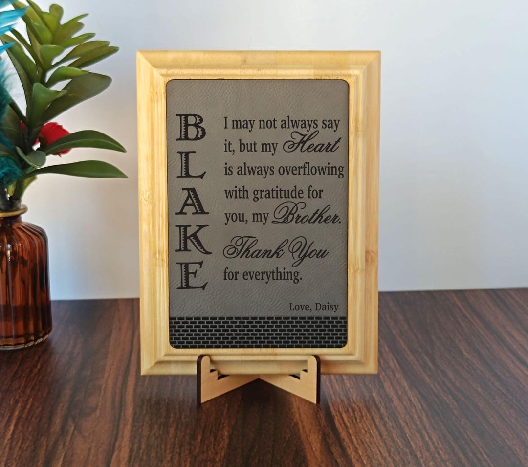 Engraved Brother Plaque: Custom Wood Keepsake Gift, PLB020 - Etsy
