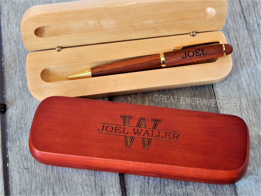Personalized Wood Pen and Case: Custom Engraved Logo Corporate Gift - Etsy