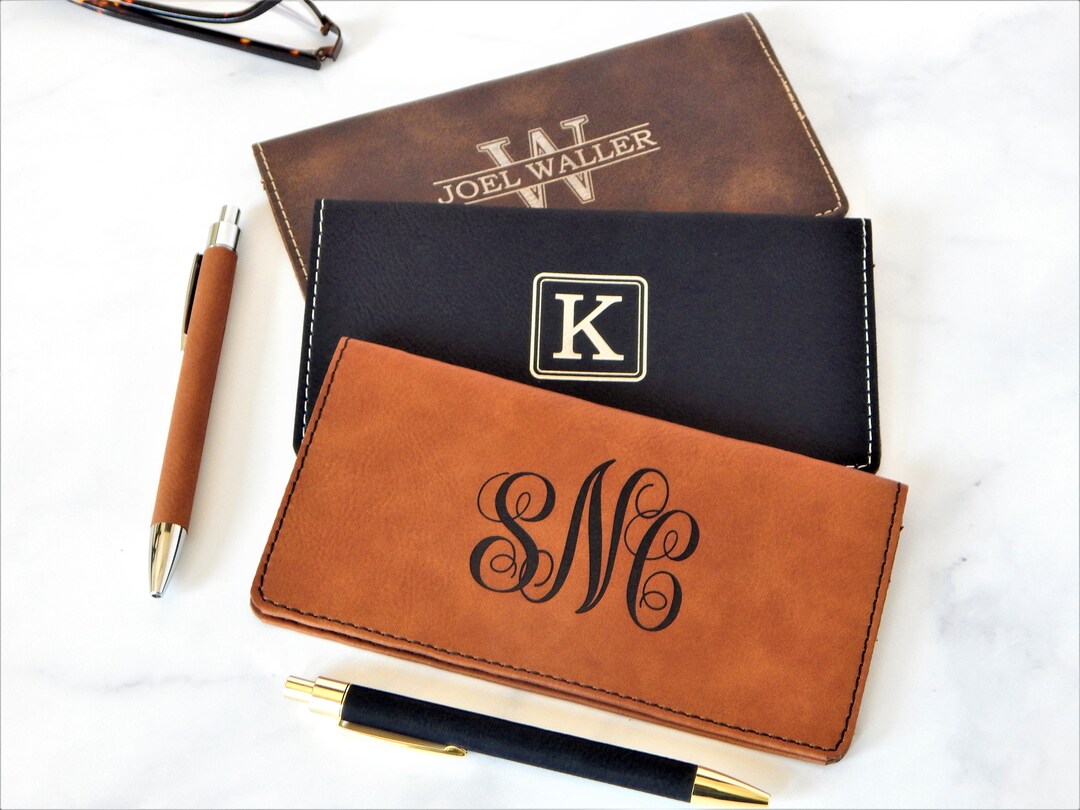 Checkbook Cover Check Book Holder Custom Leather Wallet Black Case ...