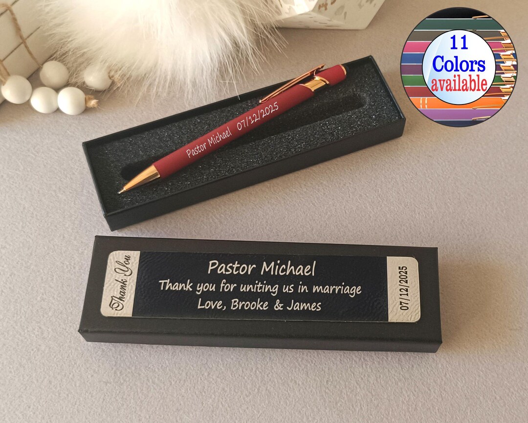 Engraved Pen Gift Set: Custom Wedding Officiant, Pastor, Priest - Etsy
