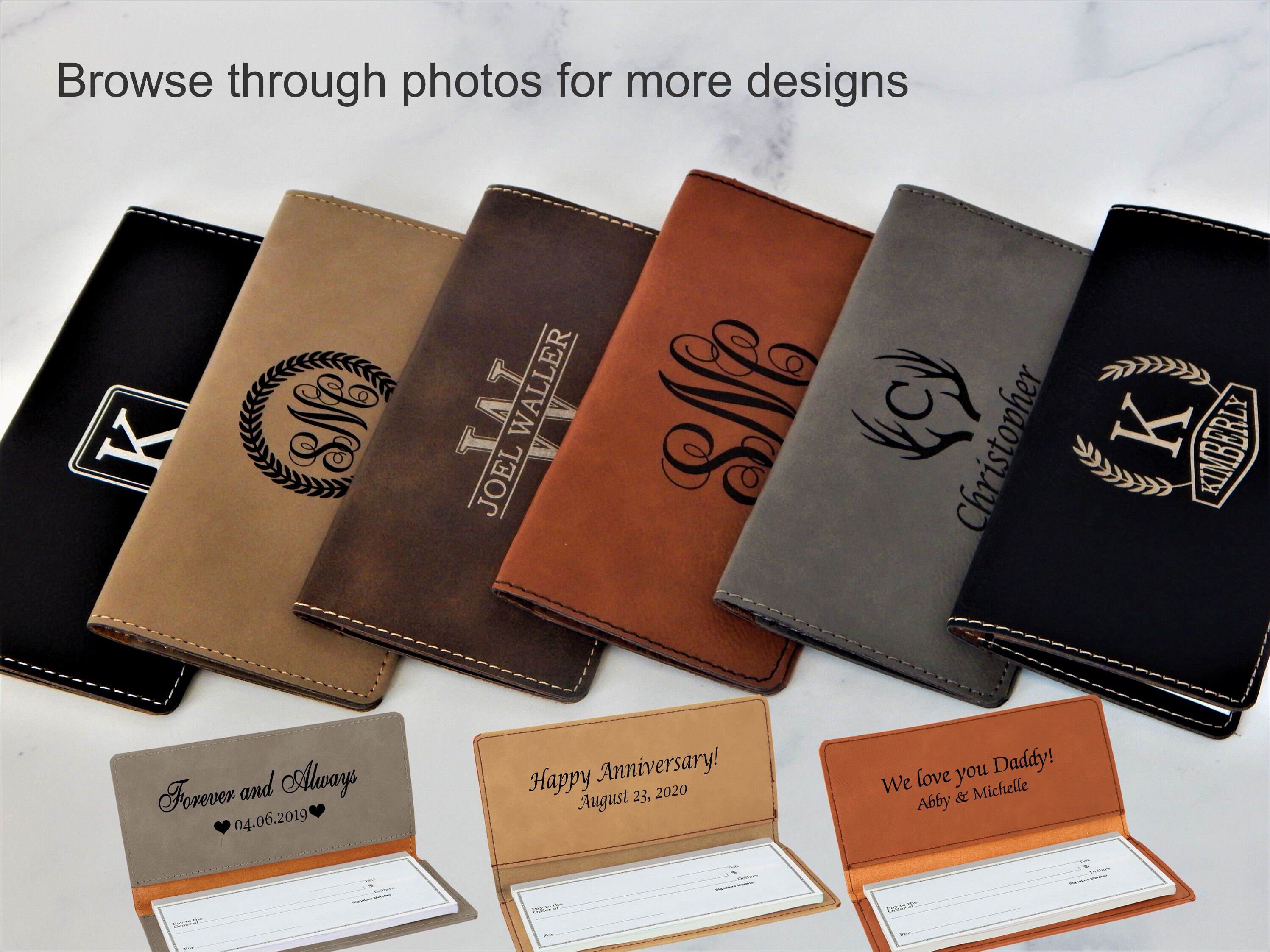 Engraved Leather Checkbook Cover for Women - Etsy