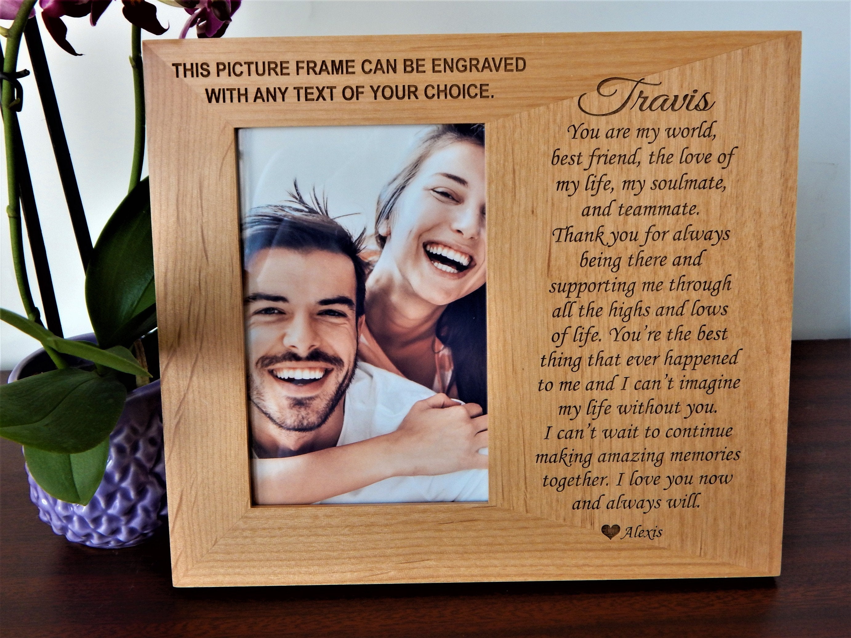 Engraved Picture Frame for Him | Wood Anniversary Gift for Boyfriend ...