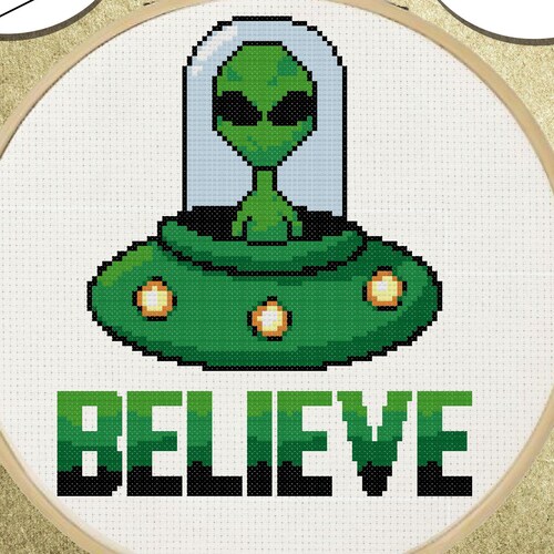 Alien Abduction UFO Cross Stitch PDF Pattern Instant | Etsy
