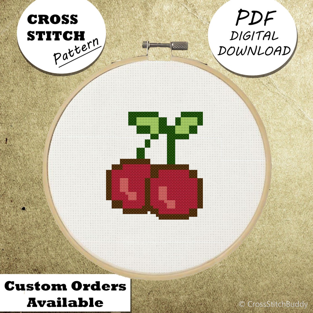 Cherry Arcade Cross Stitch Pattern, Embroidery, Small Hoop Art ...