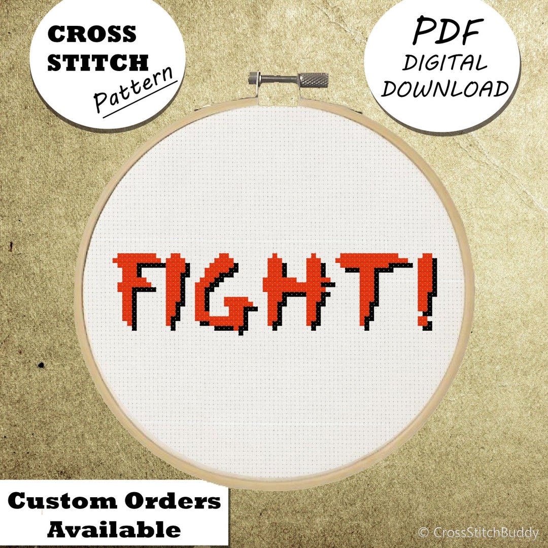 FIGHT! Mortal Kombat Inspired Cross Stitch Pattern, DIY Embroidery ...