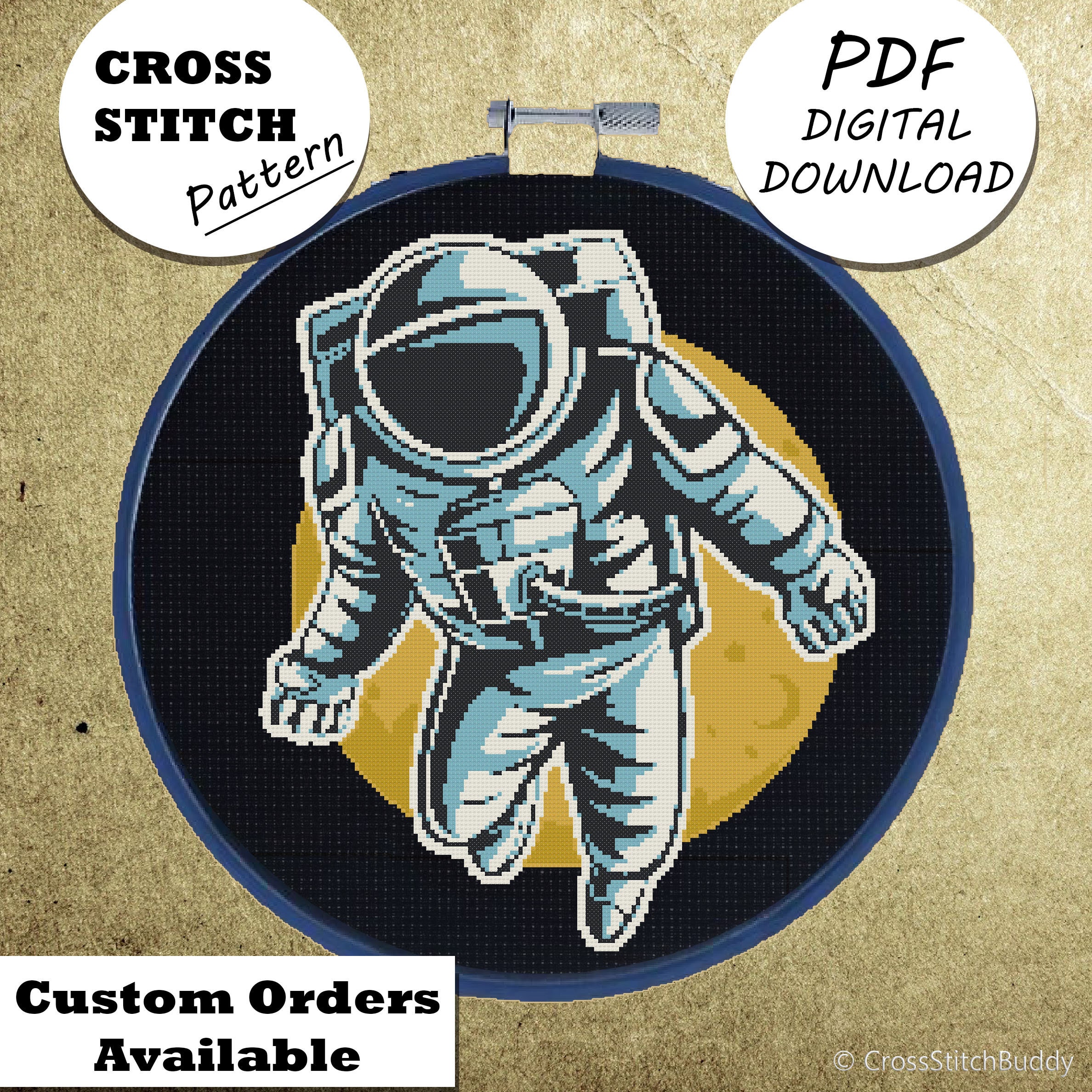 Spaceman and Planet Cross Stitch Pattern DIY Embroidery - Etsy