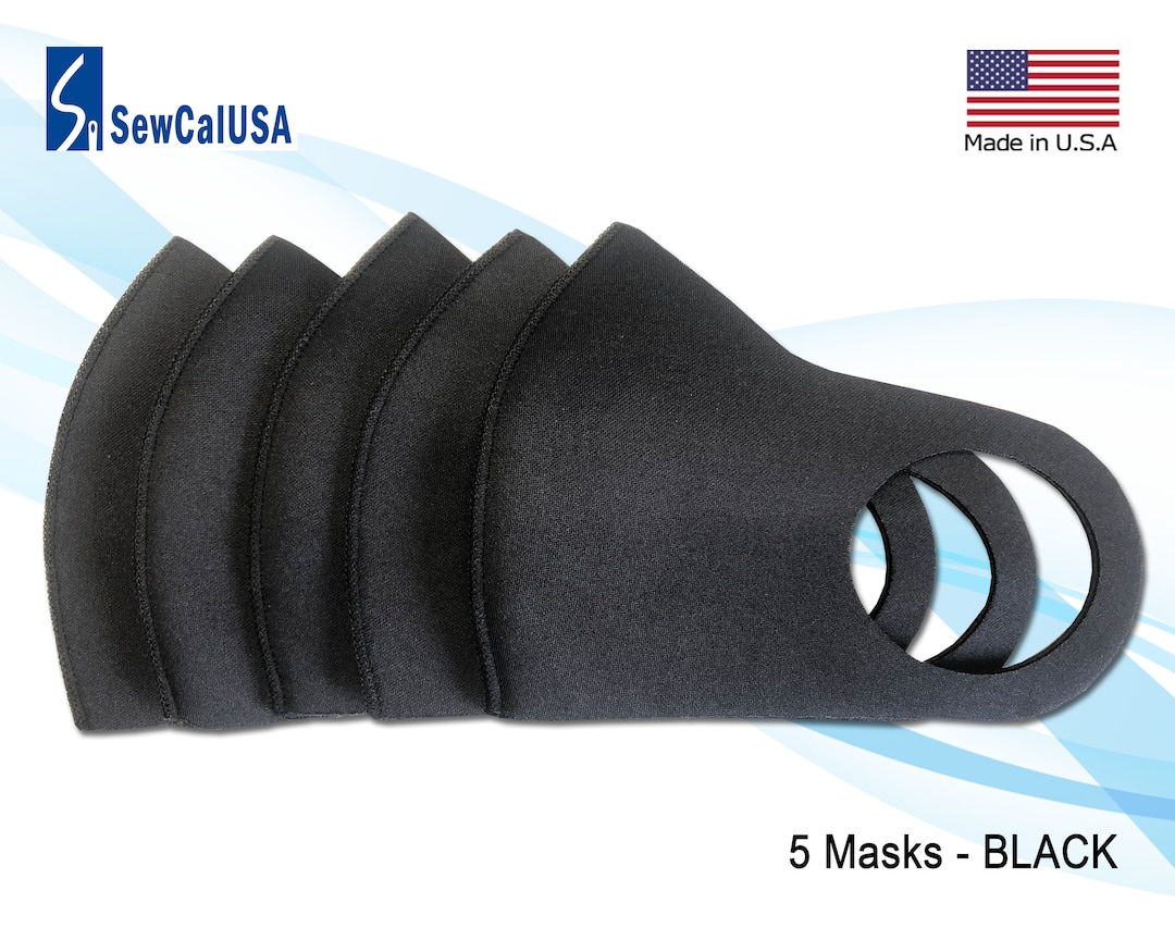 5 Pack Neoprene Face Mask: Washable, Breathable, Reusable (made in USA ...