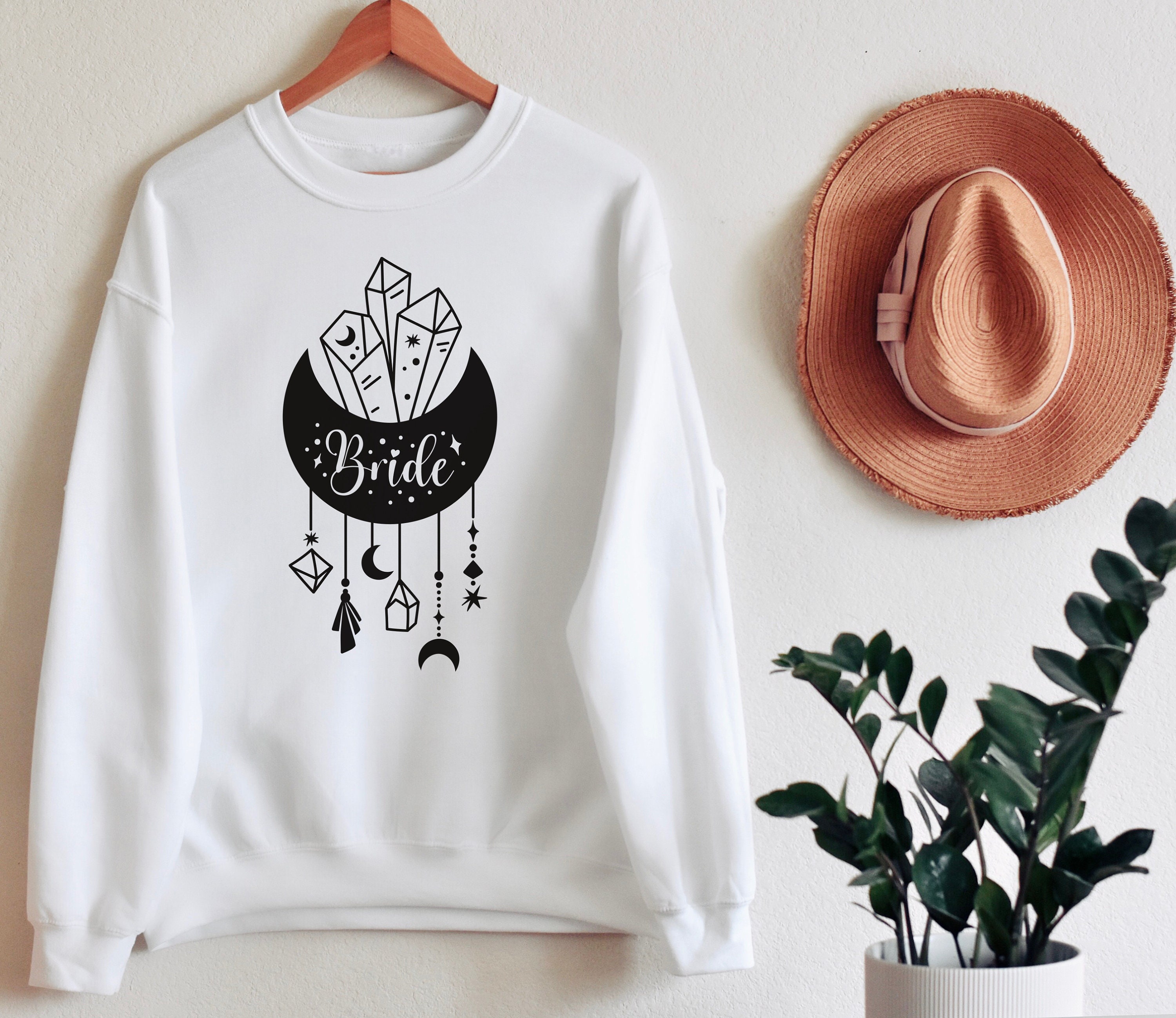 Boho Bride, Mystic Moon, Celestial Bachelorette Bride Crewneck ...