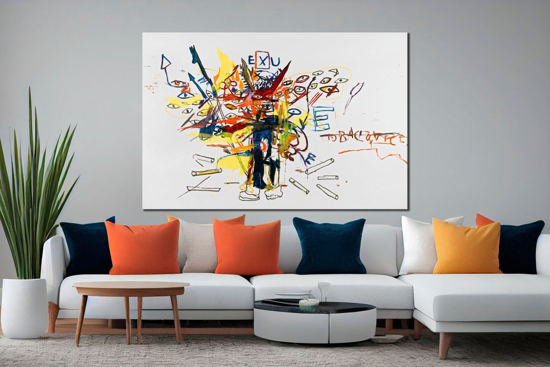 Colorful Jean Michel Basquiat Reproduction Canvas Print Urban Graffiti ...