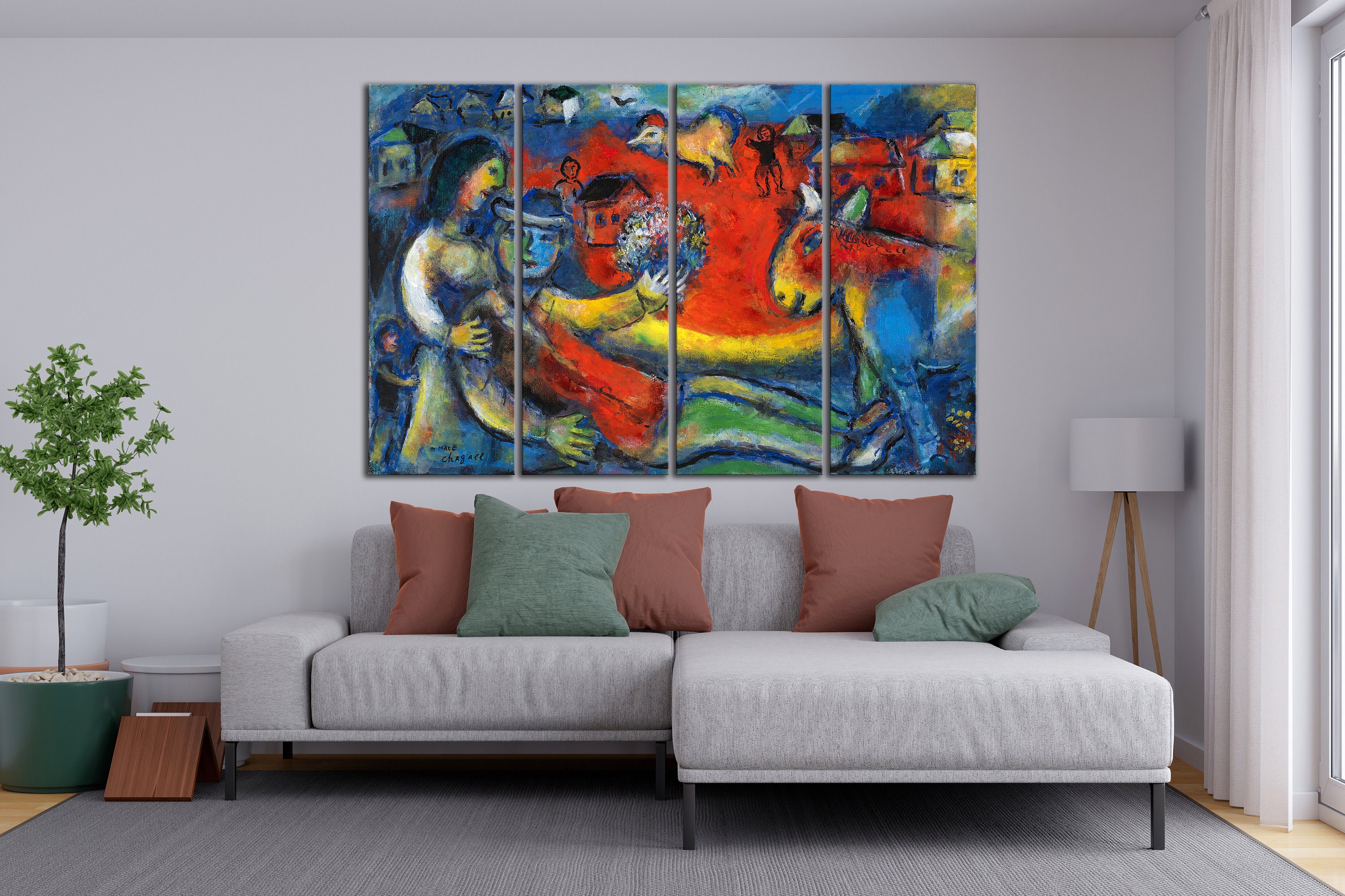 Le Repos Au Village Painting Marc Chagall Art Print Classic Art Canvas ...