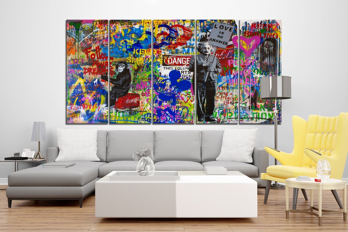 Contemporary Graffiti Wall Art Life is Beautiful Banksy Pop Art Canvas ...