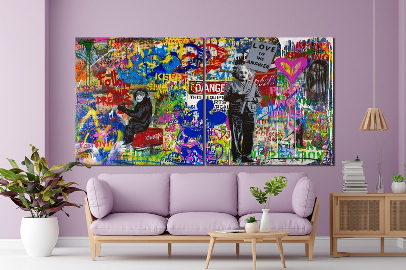 Contemporary Graffiti Wall Art Life is Beautiful Banksy Pop Art Canvas ...
