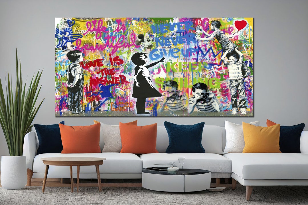 Motivational Graffiti Art Canvas Print Balloon Girl Banksy Urban ...