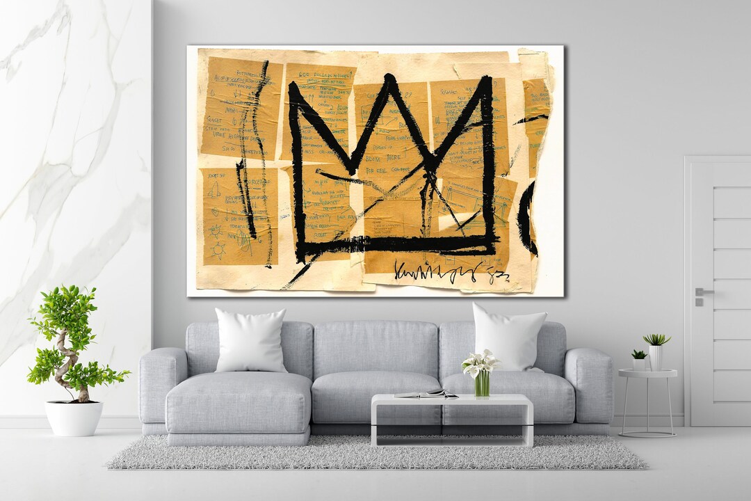 Jean Michel Basquiat Crown Art Print Modern Canvas Print Crown Wall Art ...