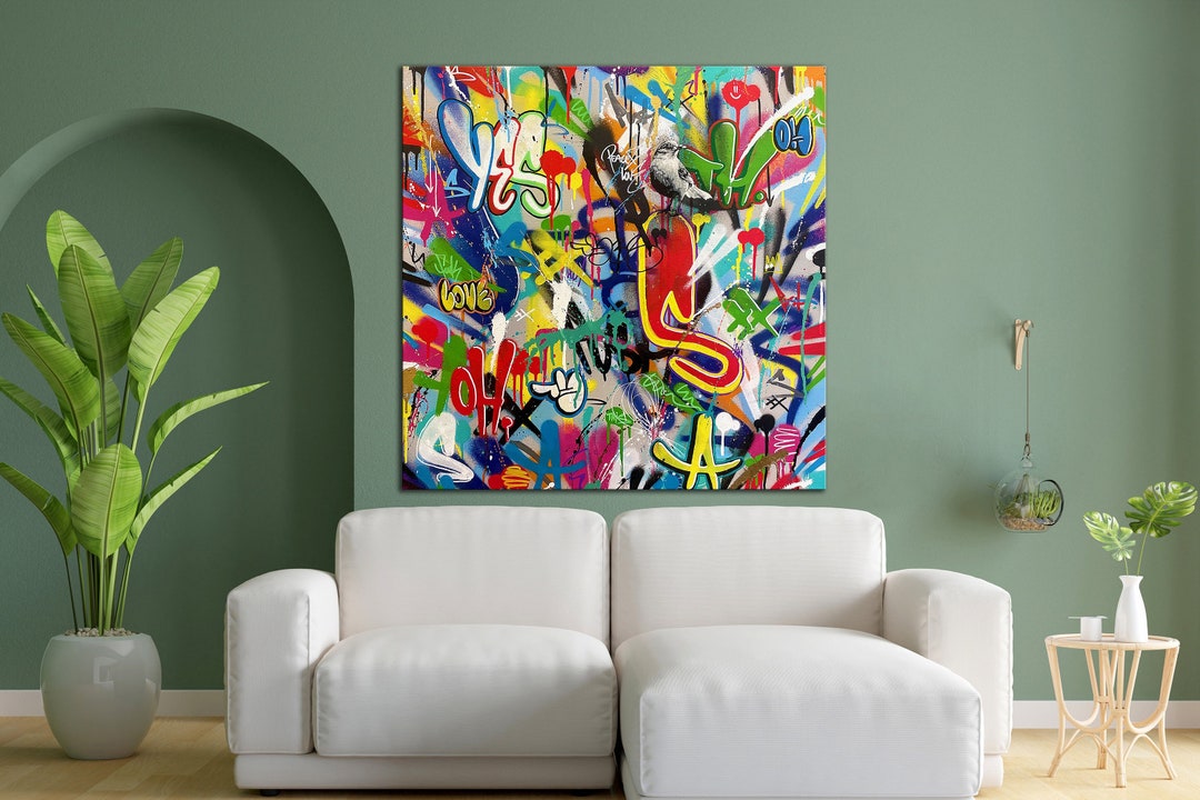 Tweet Graffiti Print Urban Art Print Brainwash Street Art Trendy Canvas ...