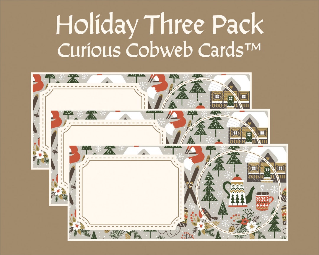 X3 Cozy Country Holiday Cobweb Card 9.25x4" • LUX #10 Metallic Taupe ...