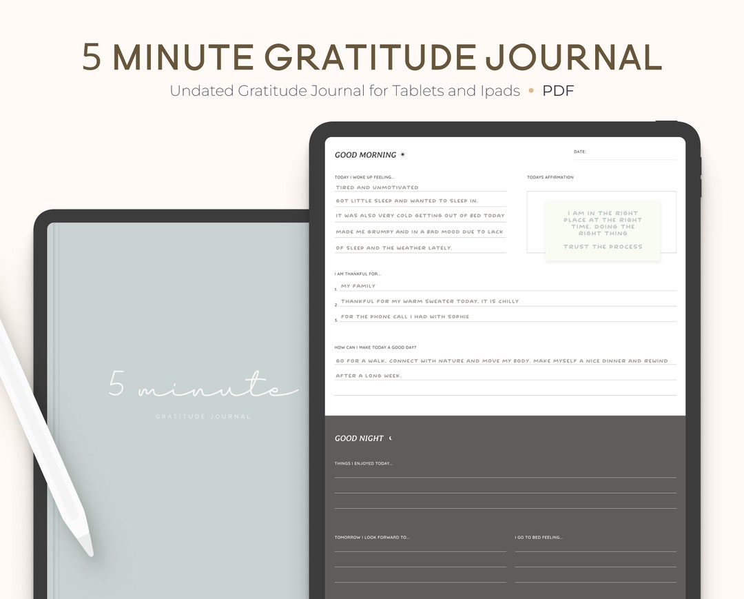 5 Minute Gratitude Journal, Manifestation Journal, Affirmations, One ...