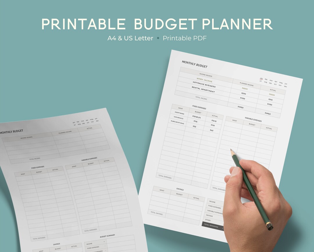 Monthly Printable Budget Finance Planner Page Insert Expense Tracker ...