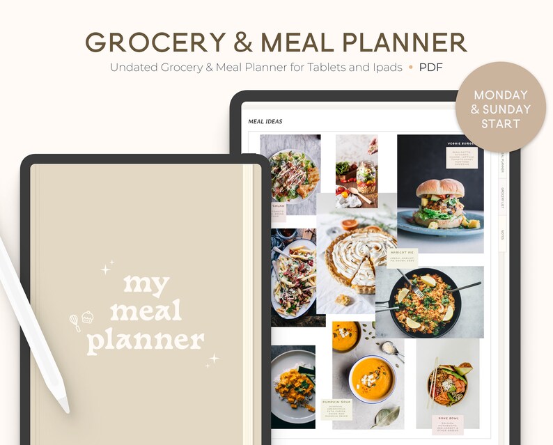 Grocery and Meal Planner, Shopping, List to Do, Digital iPad Tablet ...