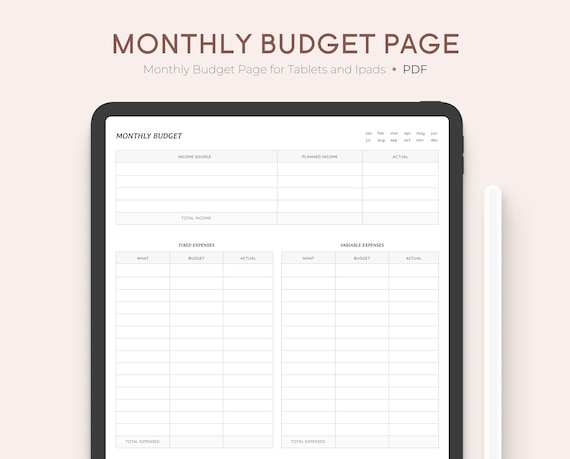 Monthly Budget Finance Planner Page Insert Goodnotes Digital - Etsy