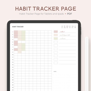 Habit Tracker Digital Planner Monthly iPad Tablets Goodnotes Notability ...