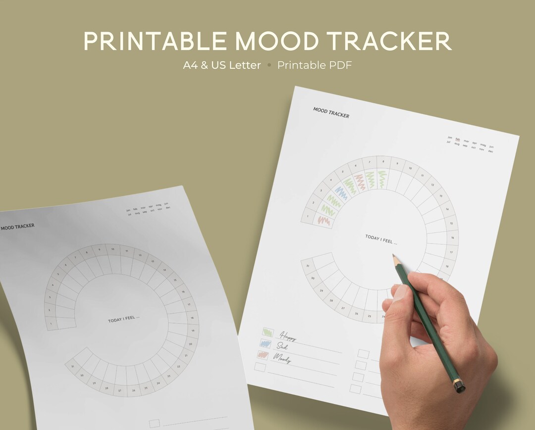 Printable Mood Tracker Monthly PDF Letter Size A4 Planner Template ...