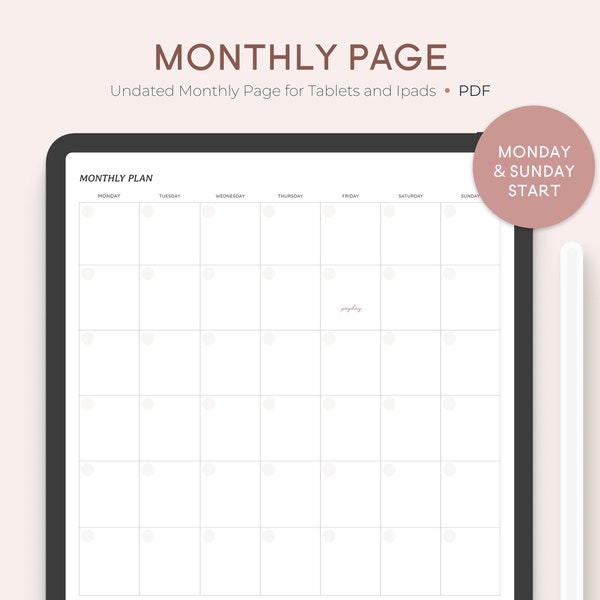 Goodnotes Monthly Overview Template - Etsy