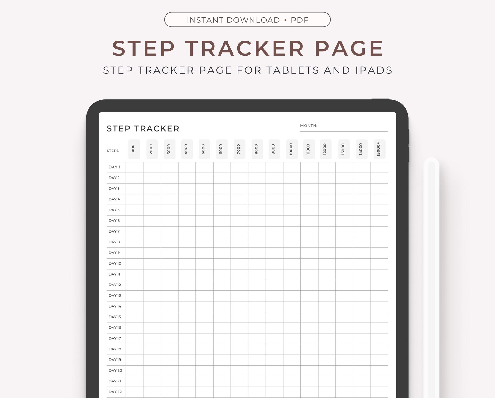 Digital Step Tracker Page, 31-day Step Counter, Step Counting Template ...