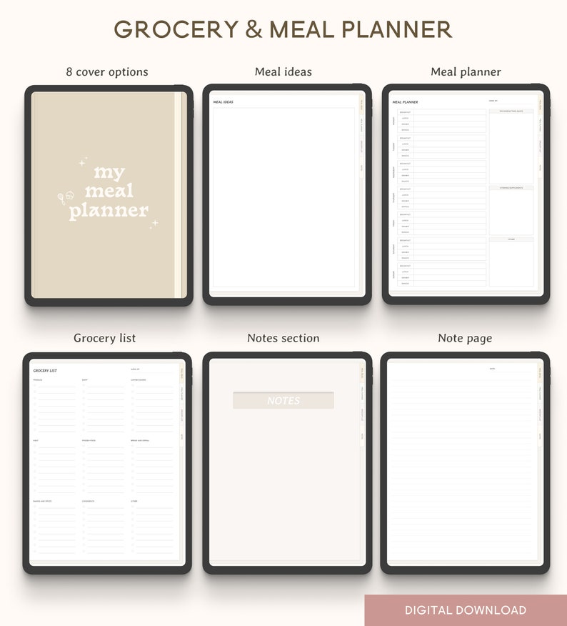 Grocery and Meal Planner Shopping List to Do Digital iPad - Etsy