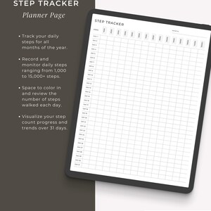 Digital Step Tracker Page, 31-day Step Counter, Step Counting Template ...