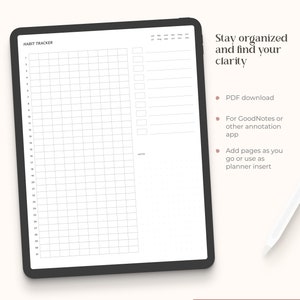 Habit Tracker Digital Planner Monthly iPad Tablets Goodnotes Notability ...