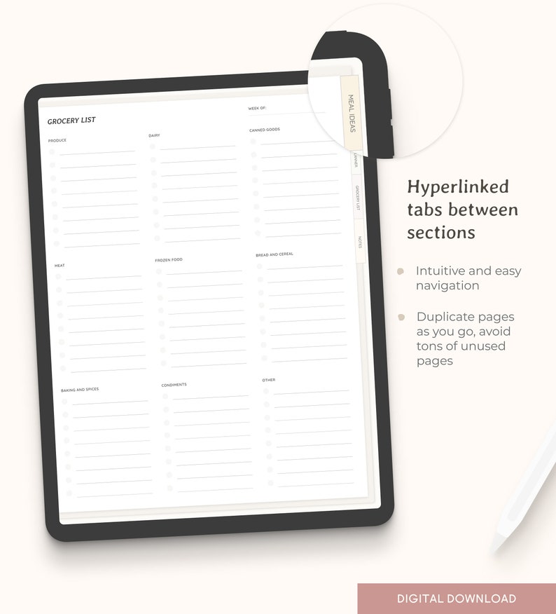 Grocery and Meal Planner Shopping List to Do Digital iPad - Etsy
