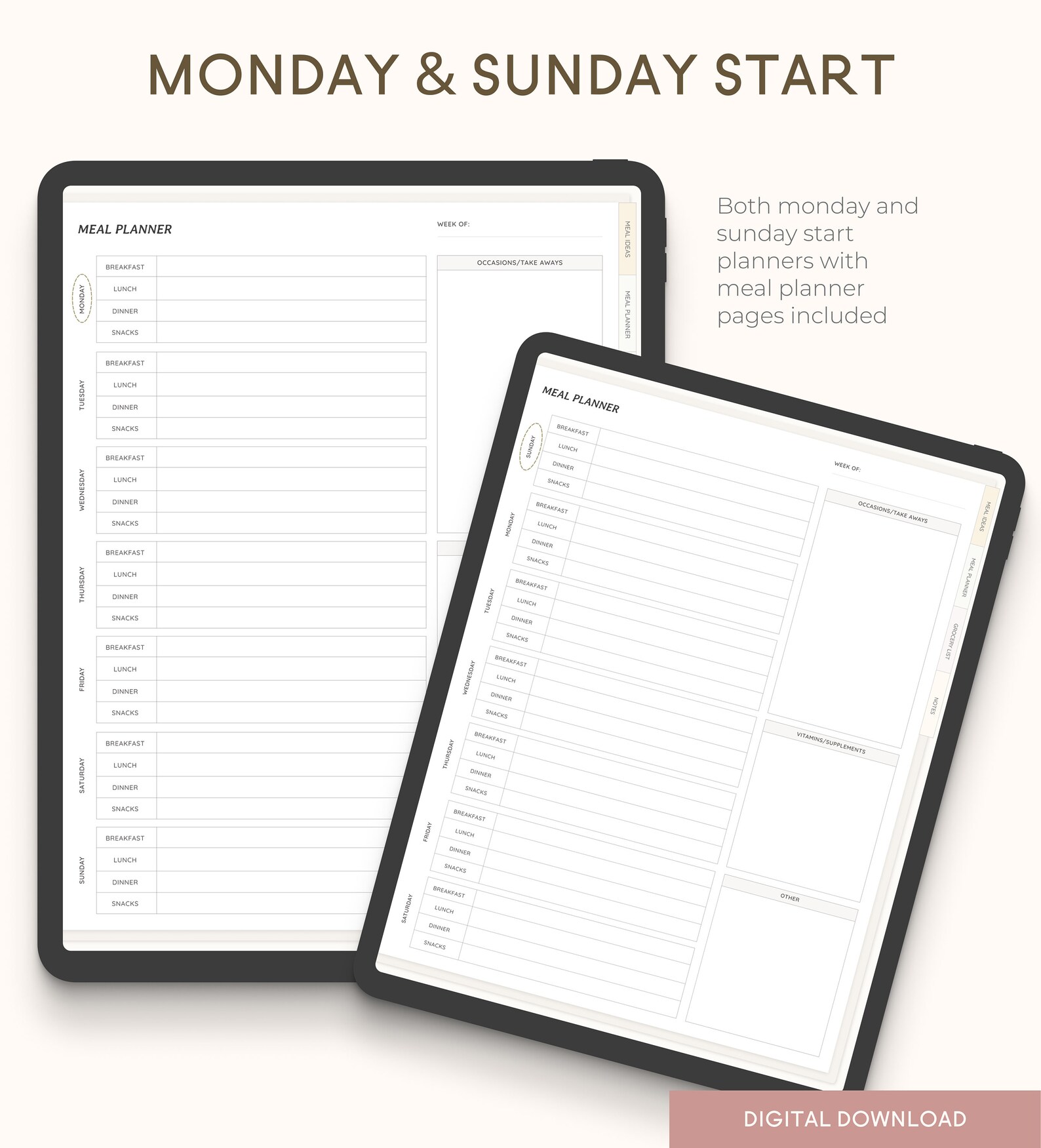 Grocery and Meal Planner Shopping List to Do Digital iPad - Etsy