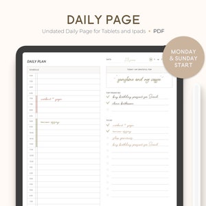 Daily Planner One Page Insert Digital Planner Goodnotes Minimalistic ...