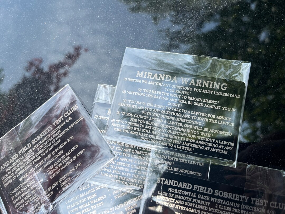 Police Miranda Warning Sfst Clue Card Etsy