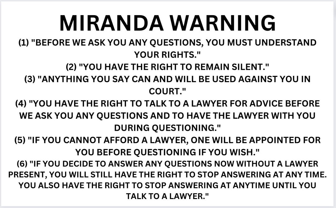 Miranda Warning SVG - Etsy