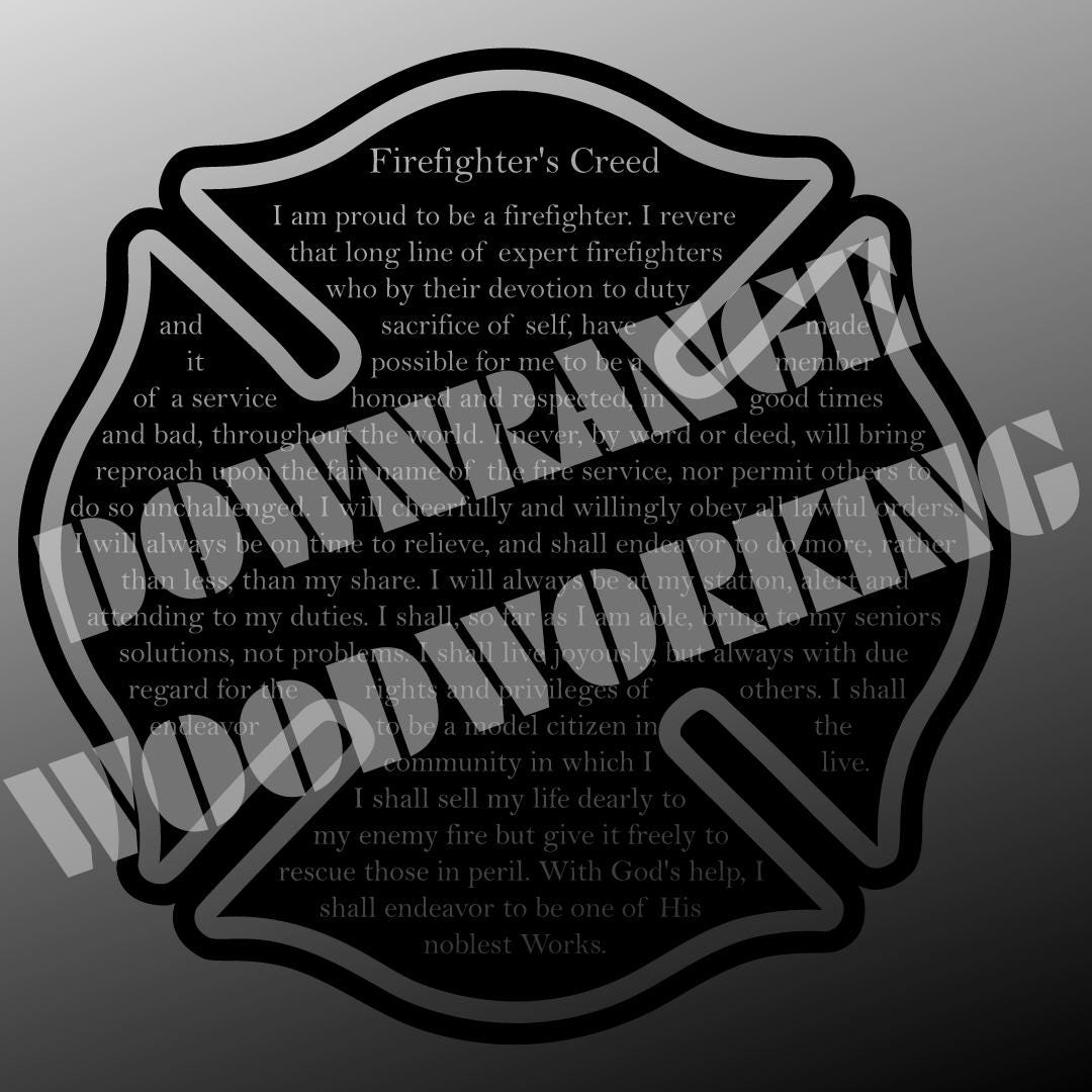 FIREFIGHTER CREED SVG - Etsy