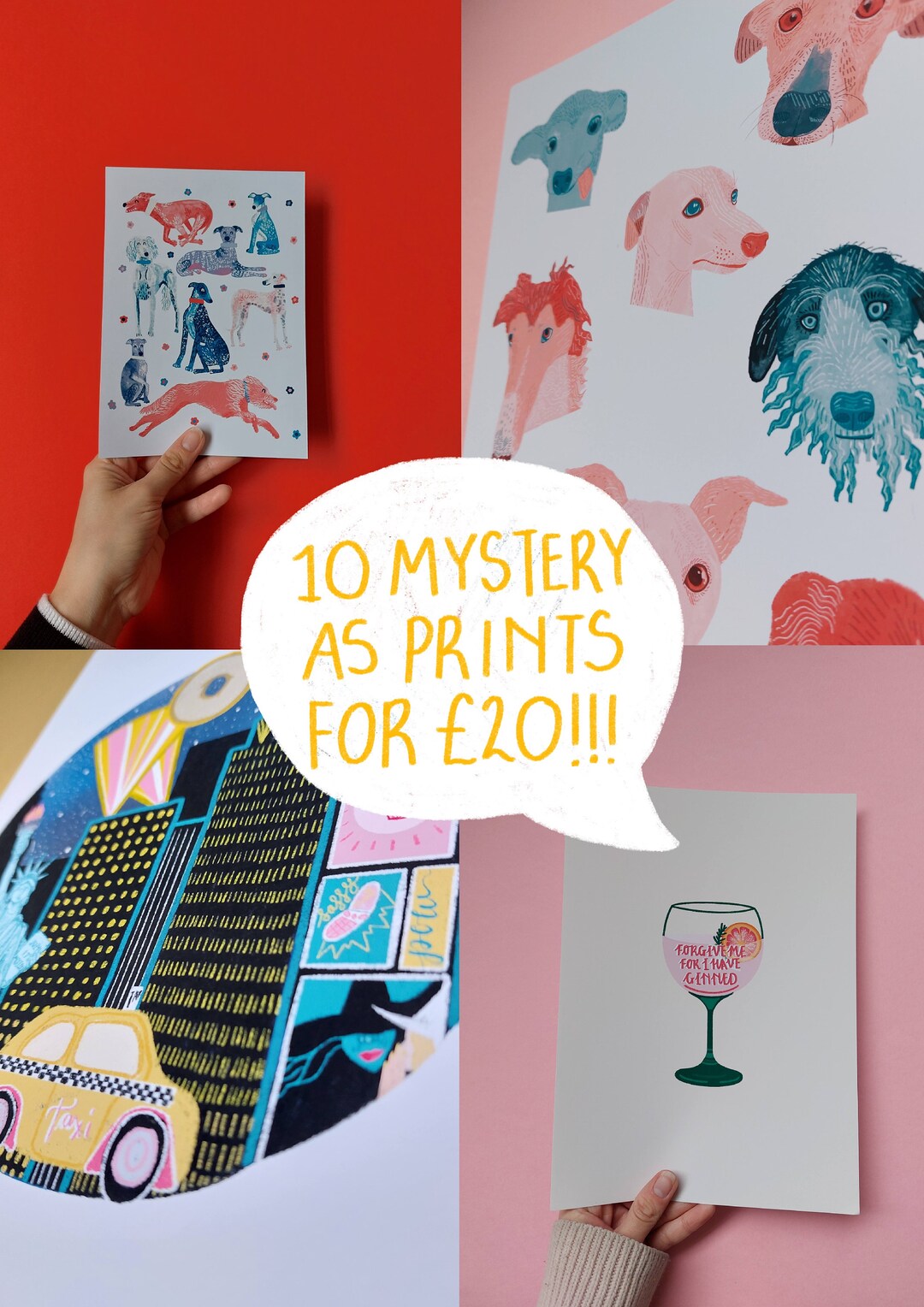 Mystery Print Bundle, Mystery Box, A5 Art Print, Colourful Artwork ...