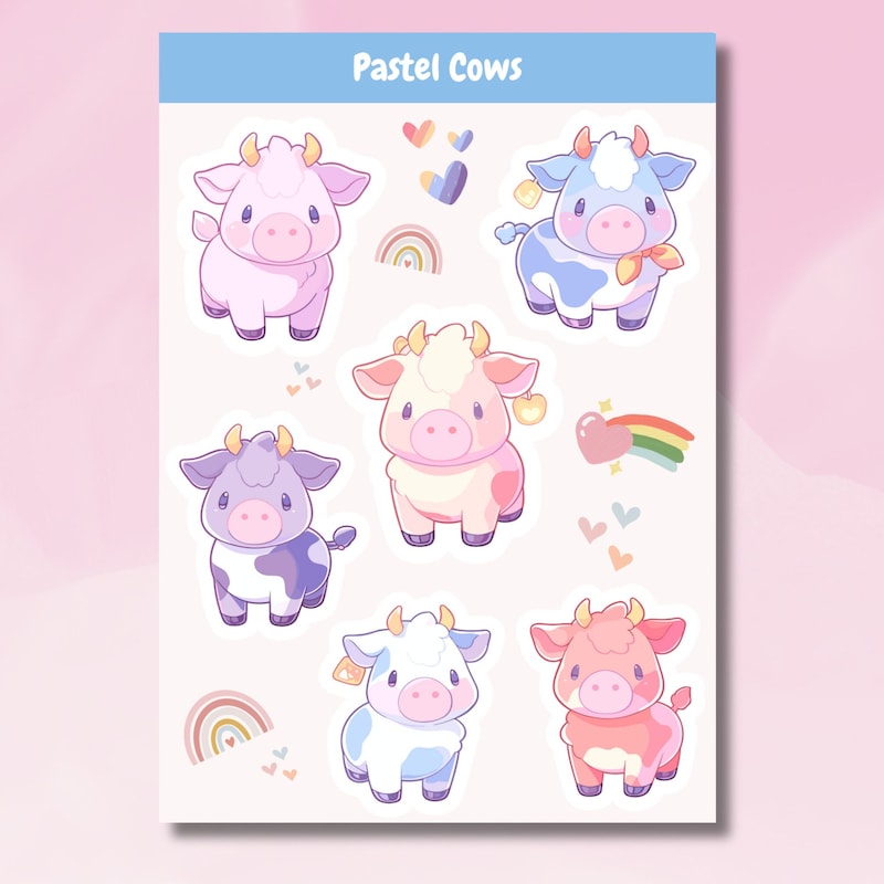 Cute Cow Print Stickers - Etsy