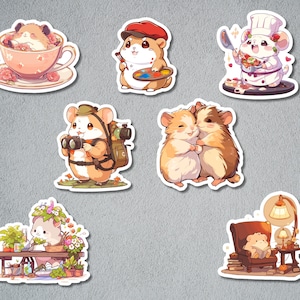Cute Hamster Stickers, Hamster Sticker Set, Animal Sticker, Pet Animal ...