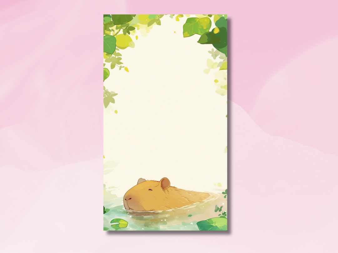 Cute Capybara With Greenery Notepad, Memopad, Capybara Notepad, Sea ...