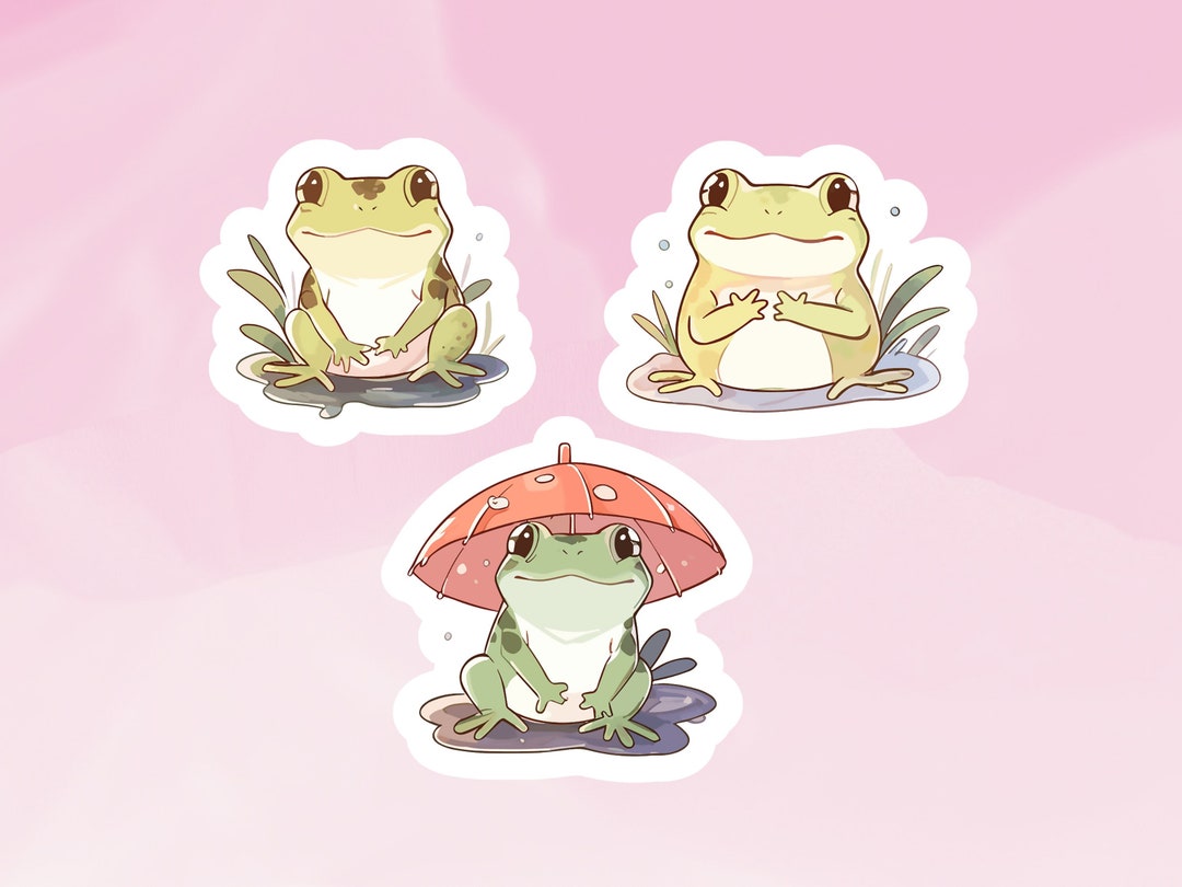Cute Frog Sticker Set, Sticker Set, Frog Sticker, Cute Adorable Frog ...