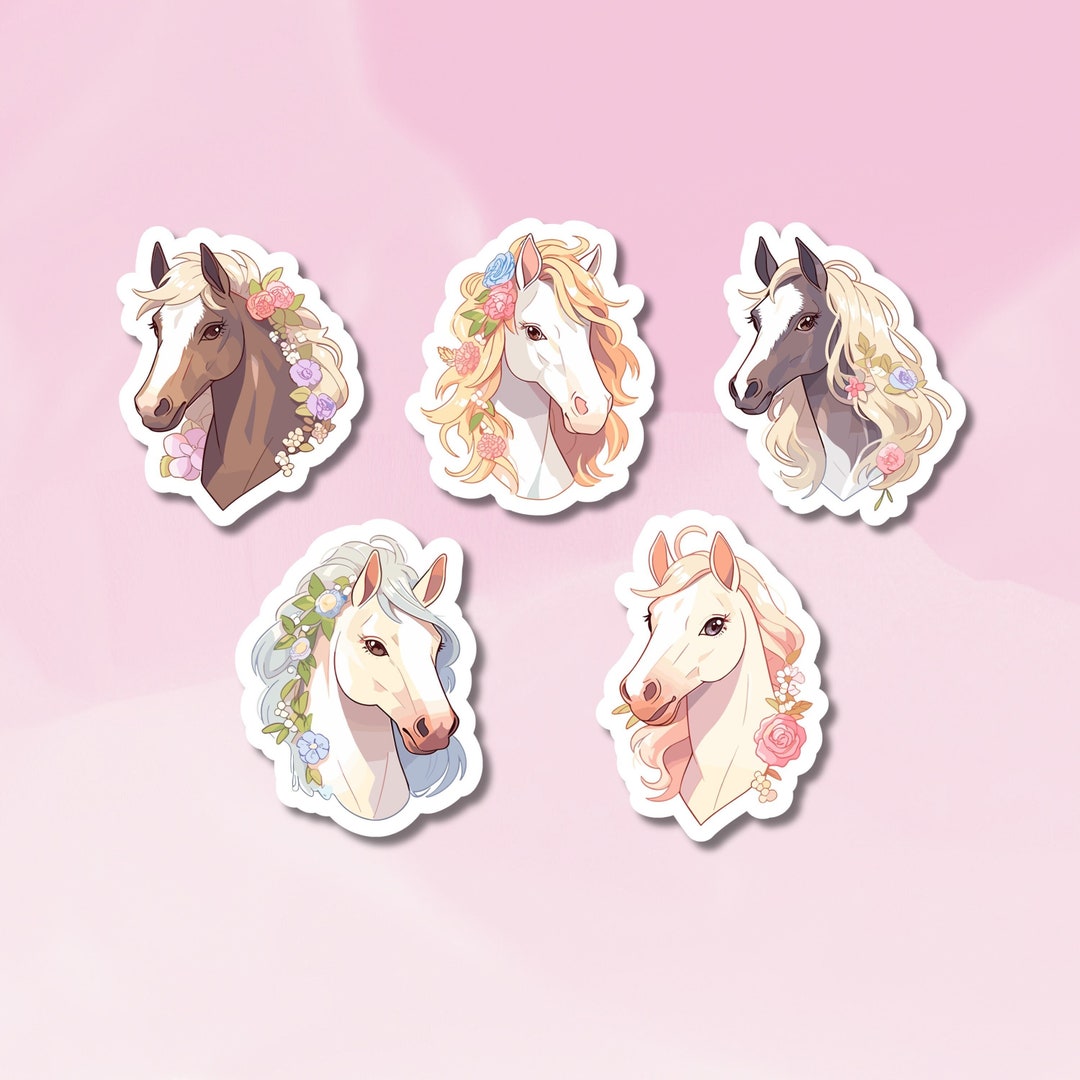 Cute Horse Sticker, Horse Head Sticker, Close up Horse Sticker Set ...