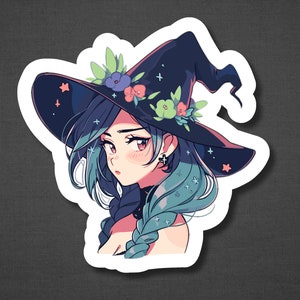 Colorful Witch Sticker, Vivid Colored Witch Sticker, Cute Witch Sticker ...