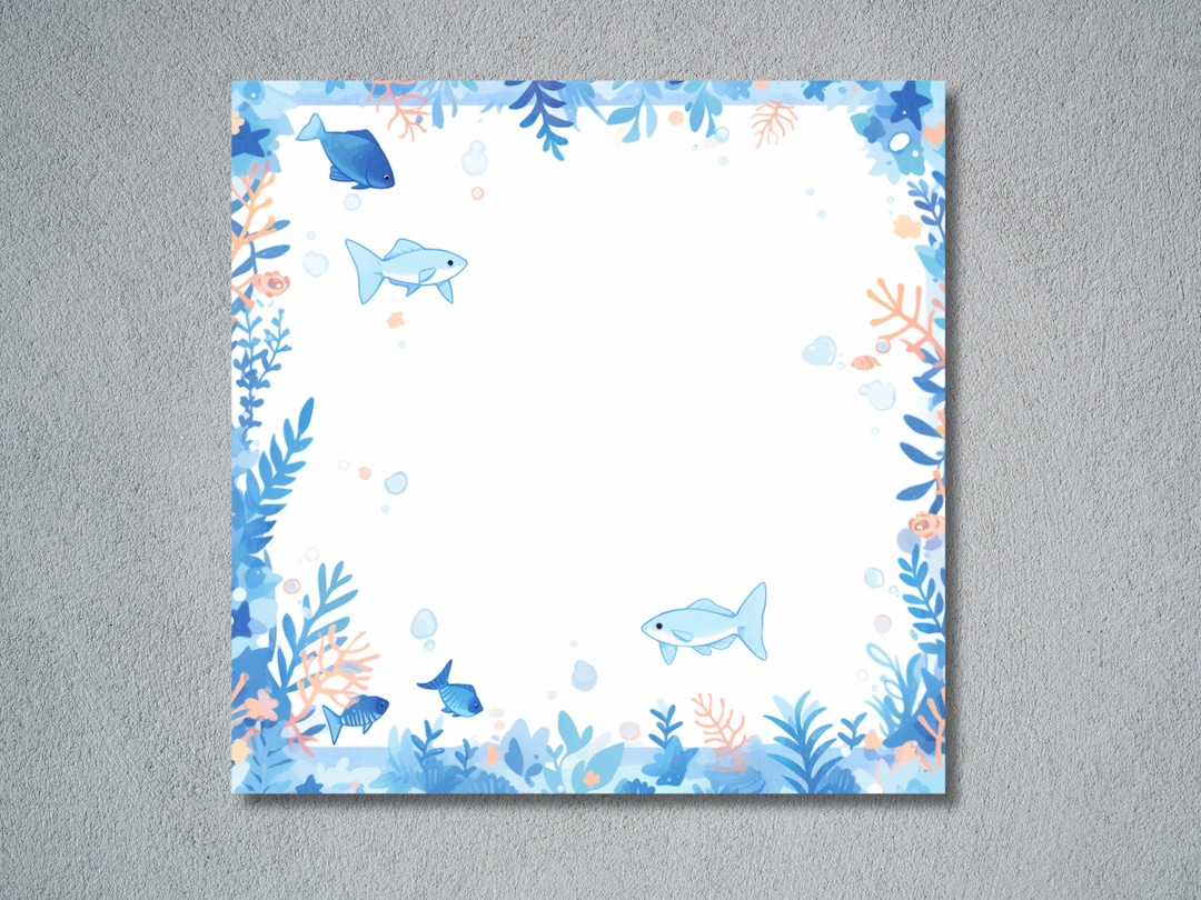 Fish Aqua Memopad, Square Notepad, Ocean Fishes Notepad, Fishes and ...