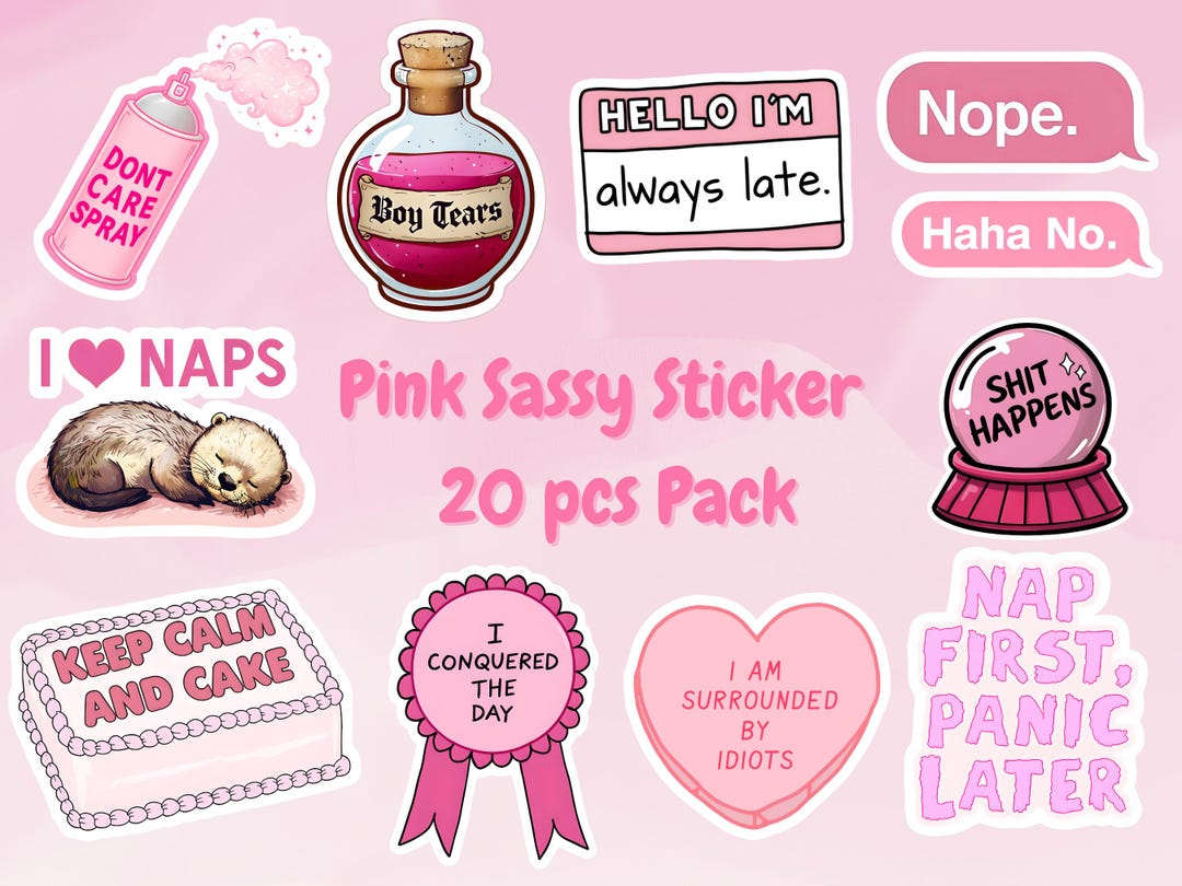 Sassy Pink Sticker Pack: Humorous Meme Stickers (20 Pcs) - Etsy